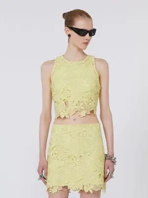 Max Mara Macramé Top - Lemon