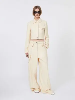 Max Mara Oversized Gabardine Trousers - Vanilla