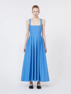 Max Mara Long Sleeveless Pure Cotton Dress - Avio