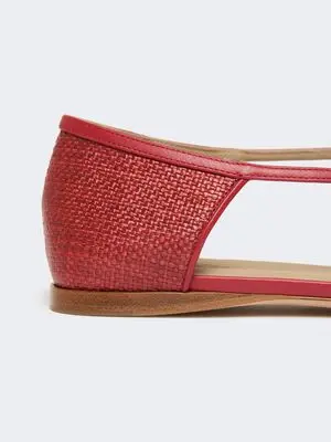 Max Mara Raffia-effect Basketweave Ballerinas - Red