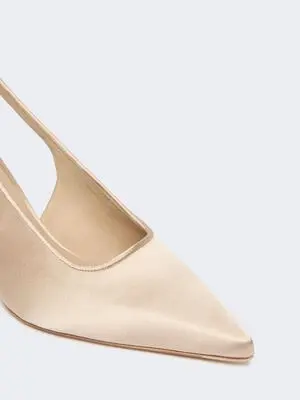 Max Mara Viscose And Silk Satin Slingbacks - Beige