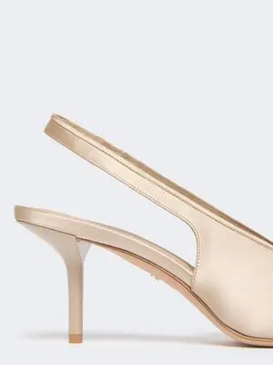 Max Mara Viscose And Silk Satin Slingbacks - Beige