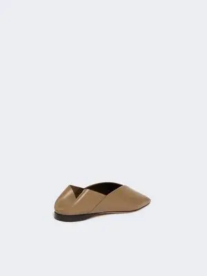Max Mara Nappa Leather Ballerinas - Mud