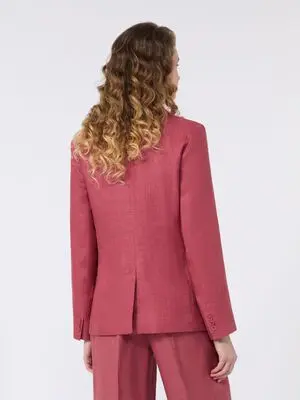 Max Mara Linen Canvas Single-breasted Blazer - Cherry