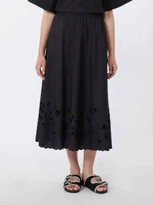 Max Mara Cotton-poplin Midi Skirt - Black