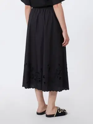 Max Mara Cotton-poplin Midi Skirt - Black