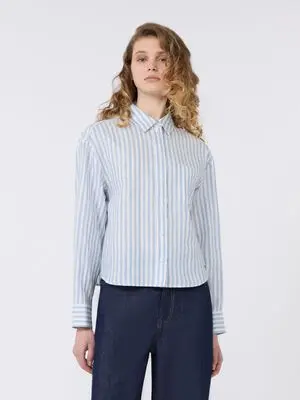 Max Mara Linen Canvas Boxy Shirt - Light Blue