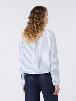 Max Mara Linen Canvas Boxy Shirt - Light Blue