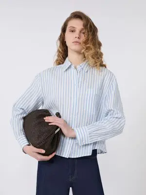 Max Mara Linen Canvas Boxy Shirt - Light Blue