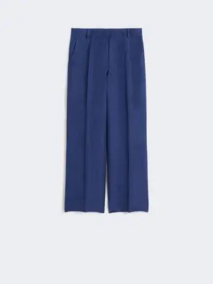 Max Mara Wide-leg Linen Canvas Trousers - Navy
