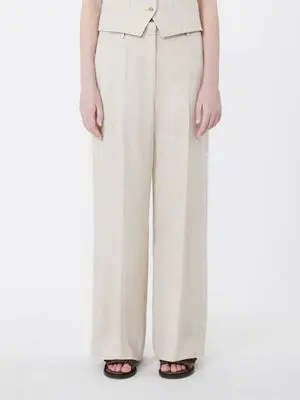 Max Mara Wide-leg Linen Canvas Trousers - Ecru
