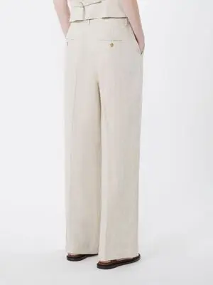 Max Mara Wide-leg Linen Canvas Trousers - Ecru