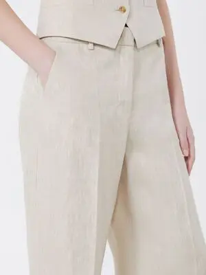 Max Mara Wide-leg Linen Canvas Trousers - Ecru