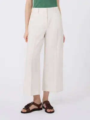 Max Mara Cotton And Linen Canvas Trousers - Ecru