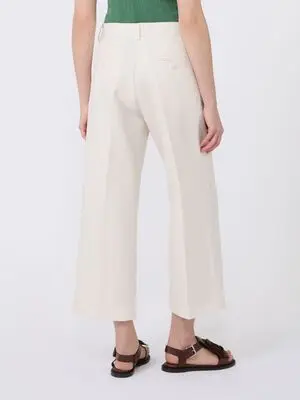 Max Mara Cotton And Linen Canvas Trousers - Ecru