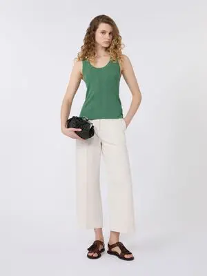 Max Mara Cotton And Linen Canvas Trousers - Ecru