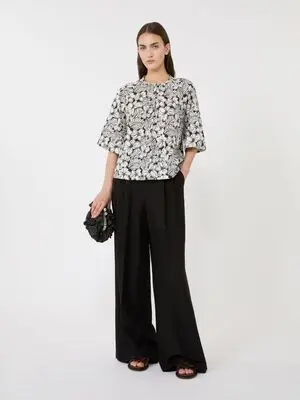 Max Mara Printed Cotton Poplin Blouse - Black
