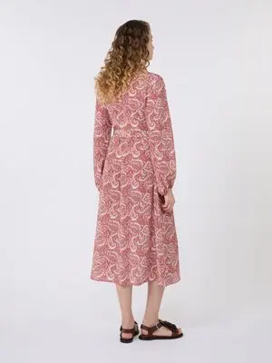 Max Mara Printed Silk Shirt Dress - Cherry
