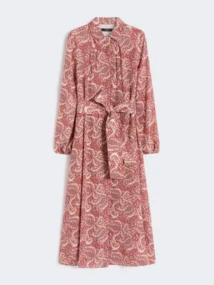 Max Mara Printed Silk Shirt Dress - Cherry