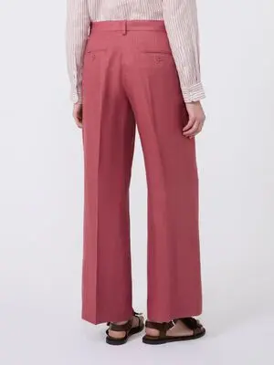 Max Mara Wide-leg Linen Canvas Trousers - Cherry