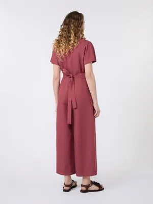 Max Mara Viscose And Linen Batavia Jumpsuit - Cherry