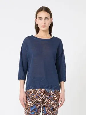 Max Mara Linen Yarn Jumper - Navy
