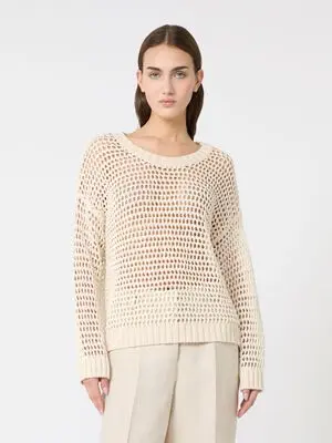 Max Mara Linen And Cotton Yarn Mesh Jumper - Ecru