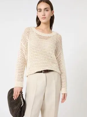 Max Mara Linen And Cotton Yarn Mesh Jumper - Ecru