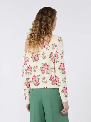Max Mara Floral Print Cotton Jumper - Ecru