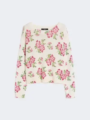Max Mara Floral Print Cotton Jumper - Ecru