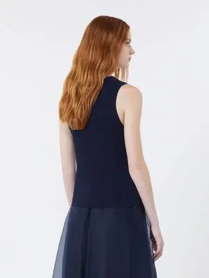 Max Mara Sleeveless Viscose Jumper - Navy