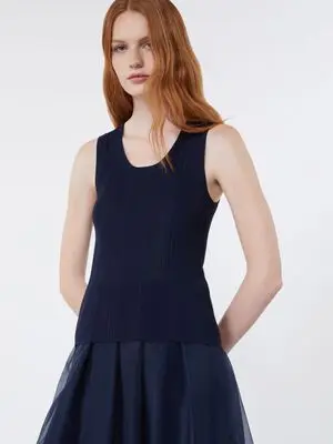 Max Mara Sleeveless Viscose Jumper - Navy