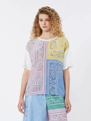 Max Mara Printed Silk And Stretch Cotton T-shirt - Multicolour
