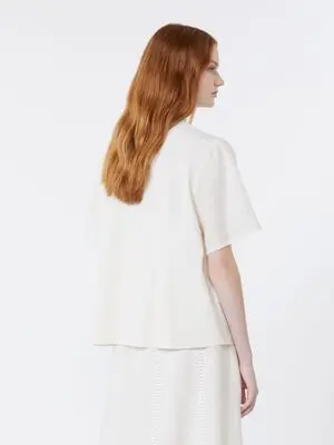 Max Mara Linen Canvas And Stretch Jersey Top - Ecru