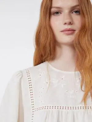 Max Mara Linen Canvas And Stretch Jersey Top - Ecru
