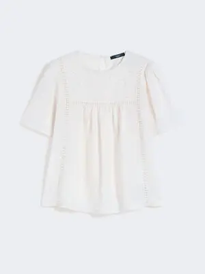 Max Mara Linen Canvas And Stretch Jersey Top - Ecru