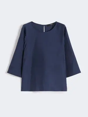 Max Mara Habotai Silk And Jersey Blouse - Navy