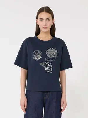 Max Mara Printed Cotton Jersey T-shirt - Navy