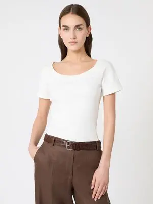 Max Mara Fitted Jersey Top - White