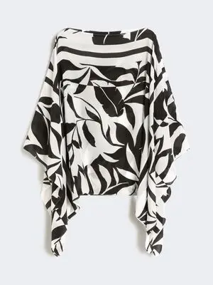 Max Mara Printed Silk Poncho - Black