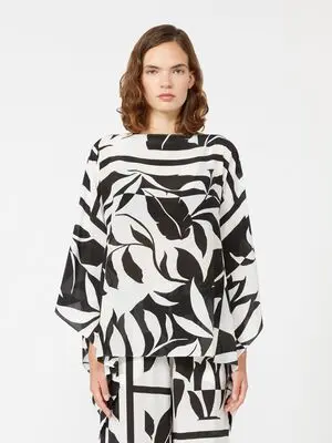 Max Mara Printed Silk Poncho - Black