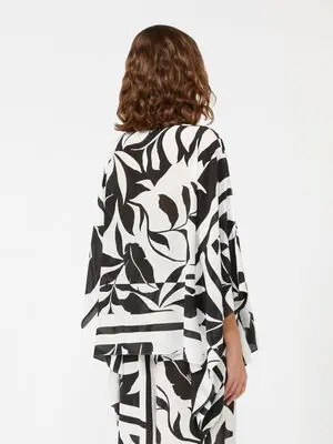 Max Mara Printed Silk Poncho - Black