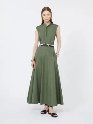 Max Mara Cotton Poplin Circle Dress - Kaki