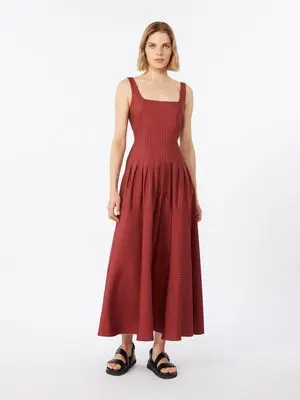 Max Mara Poplin Fit-and-flare Dress - Brick Red
