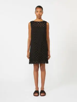 Max Mara Macramé Jersey A-line Dress - Black
