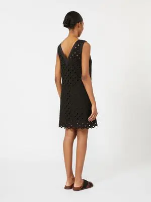 Max Mara Macramé Jersey A-line Dress - Black