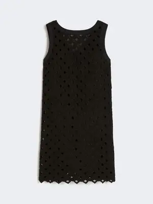 Max Mara Macramé Jersey A-line Dress - Black