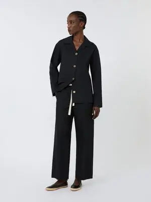 Max Mara Cotton Drawstring Trousers - Black