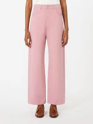 Max Mara Cotton And Linen Straight Fit Trousers - Peony