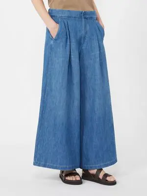 Max Mara Wide-fit Cotton And Linen Denim Trousers